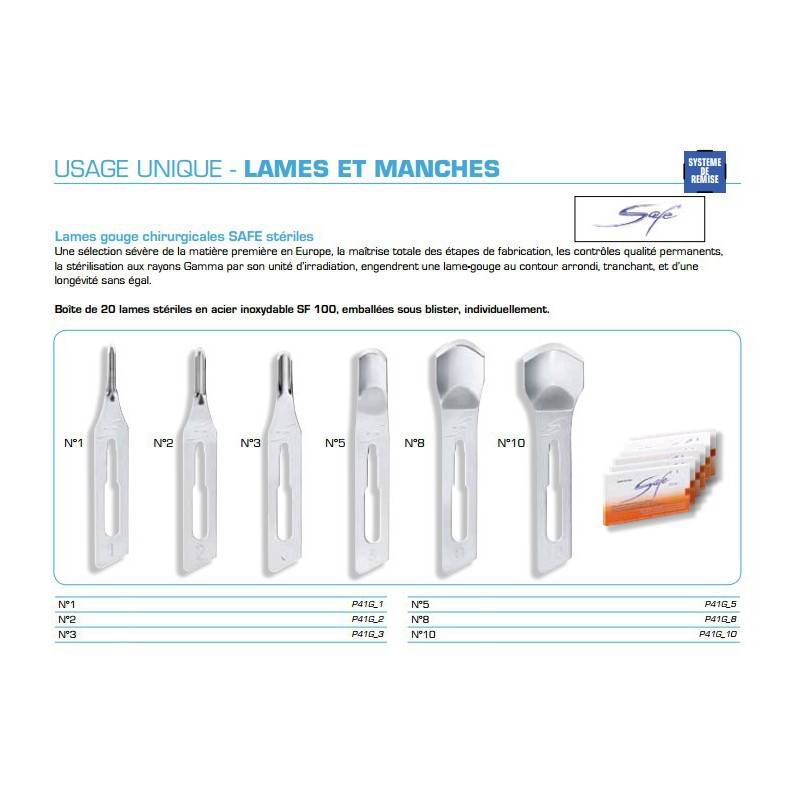 Lames gouge chirugicales SAFE Taille 2 Safe 1